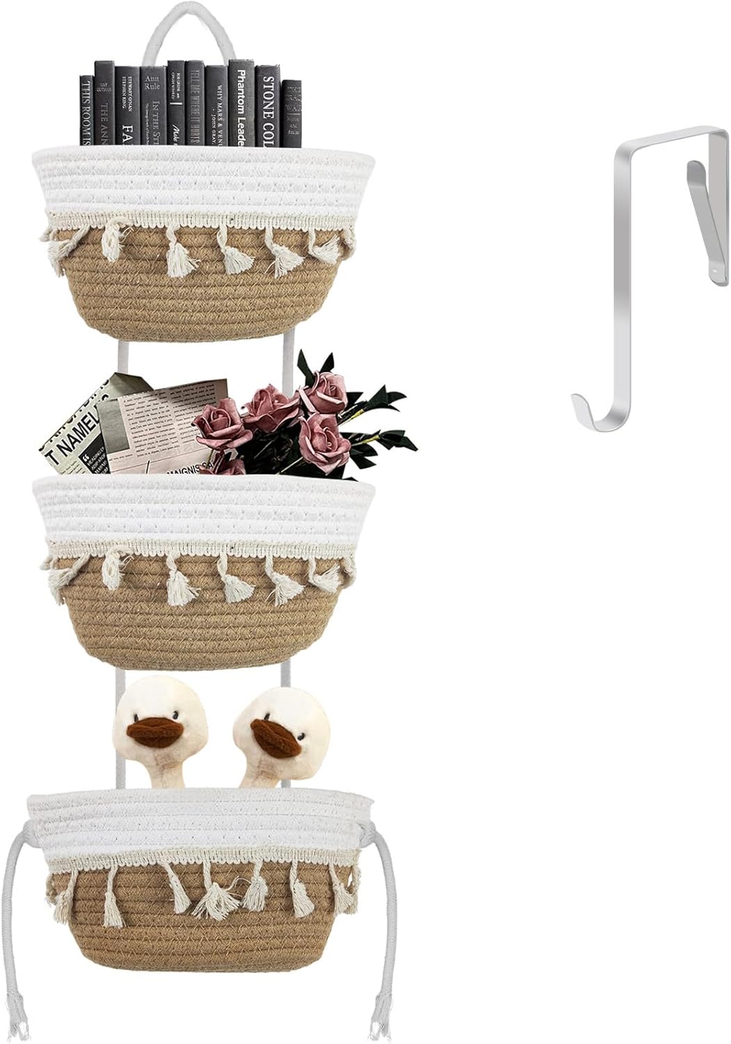 Amazon.com: Over The Door Hanging Basket, 3-Tier Wall Hanging Storage ...