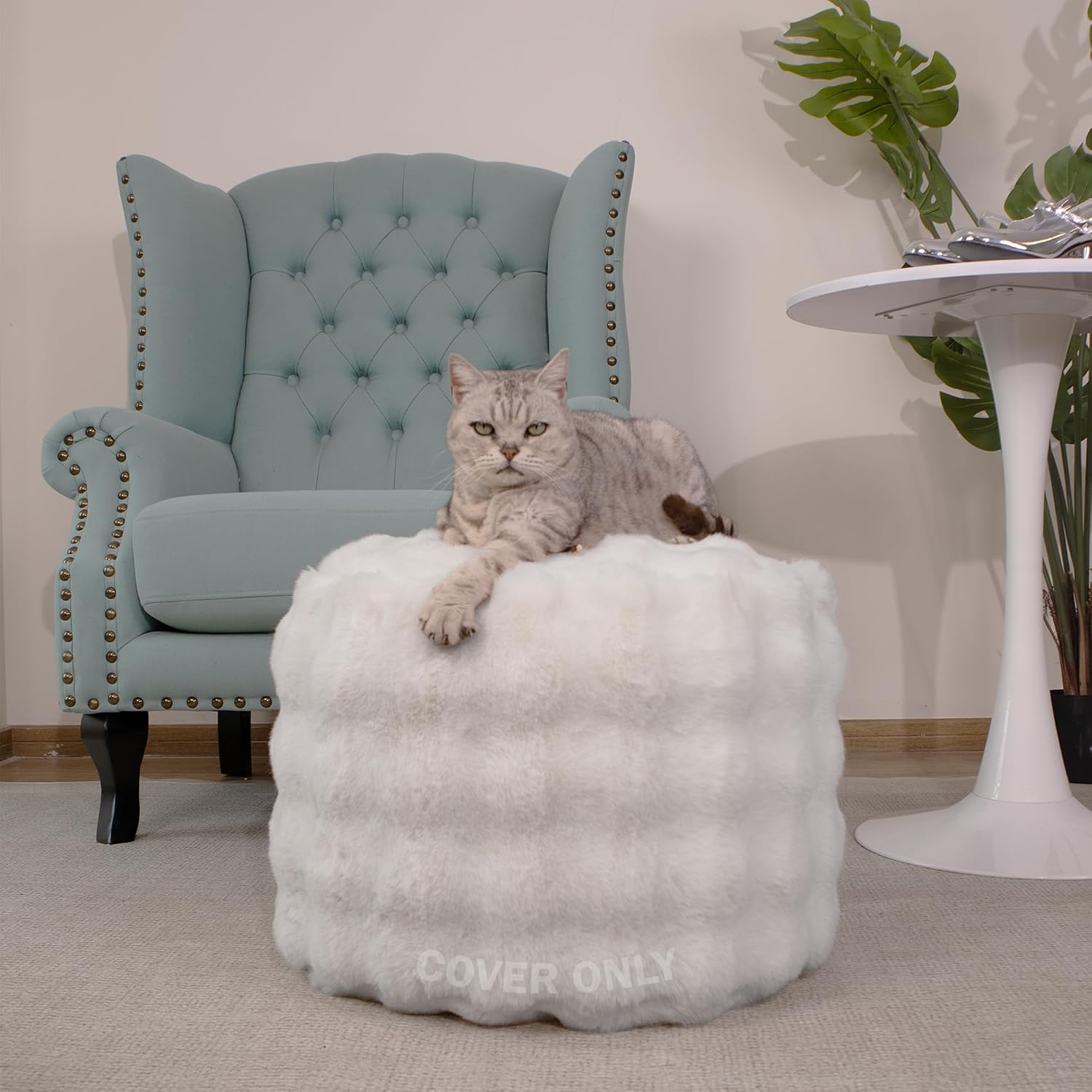 Amazon.com: DIYBIRD Unstuffed Faux Fur Pouf Cover - Plush Cozy Ottoman ...