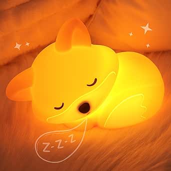 Okayera Fox Night Light for Kids, Cute Silicone Lamp with Rechargeable ...