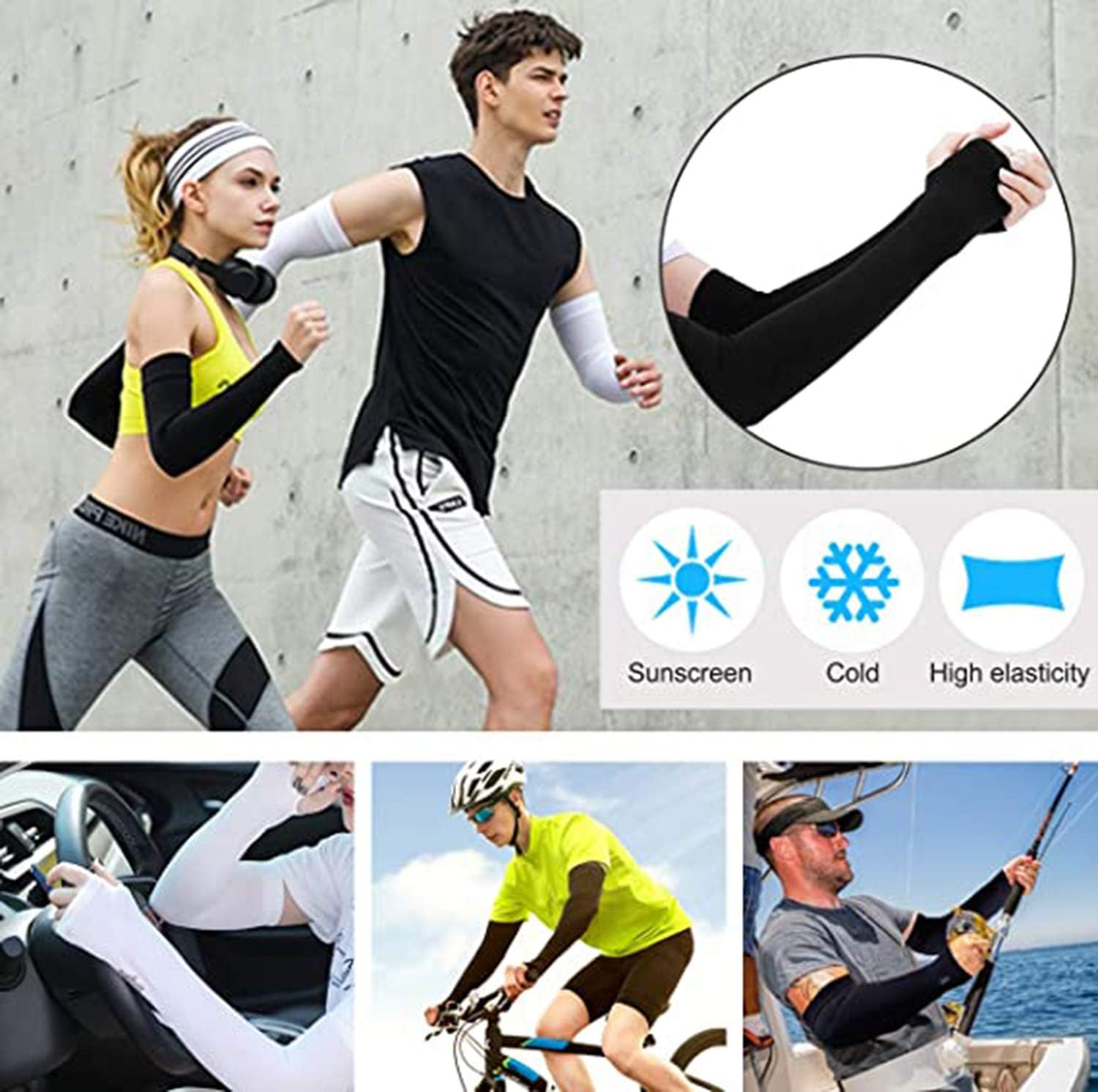 6 Pieces Arm Sleeves UV Sun Protection Arm Sleeves for Men&Women to ...