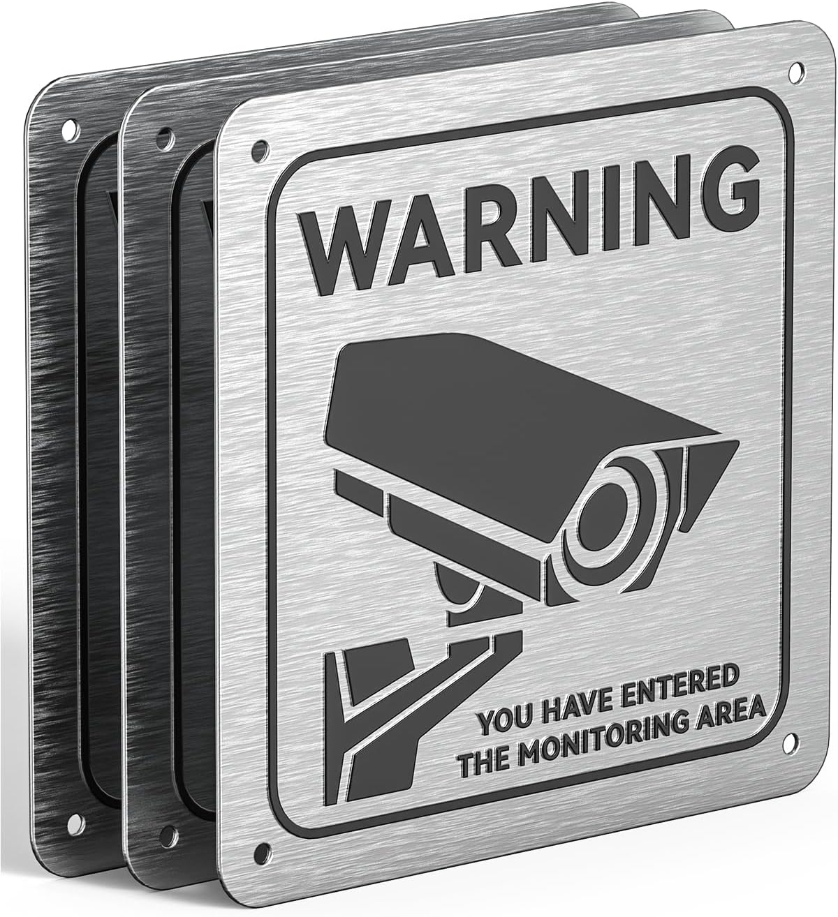 CCTV in Operation Sign 3 Pack, Mellbree CCTV Aluminum Sign with Self ...