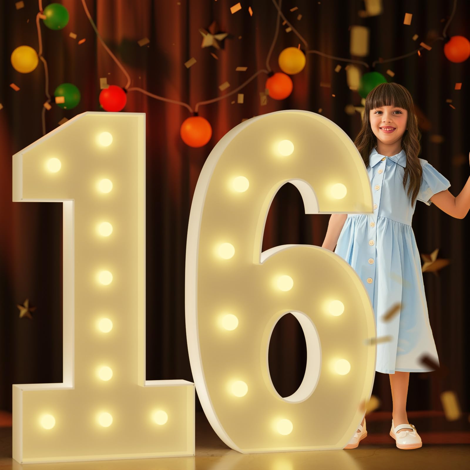 Amazon.com: Imprsv Marquee Numbers 4 Feet Tall: 16th Birthday ...