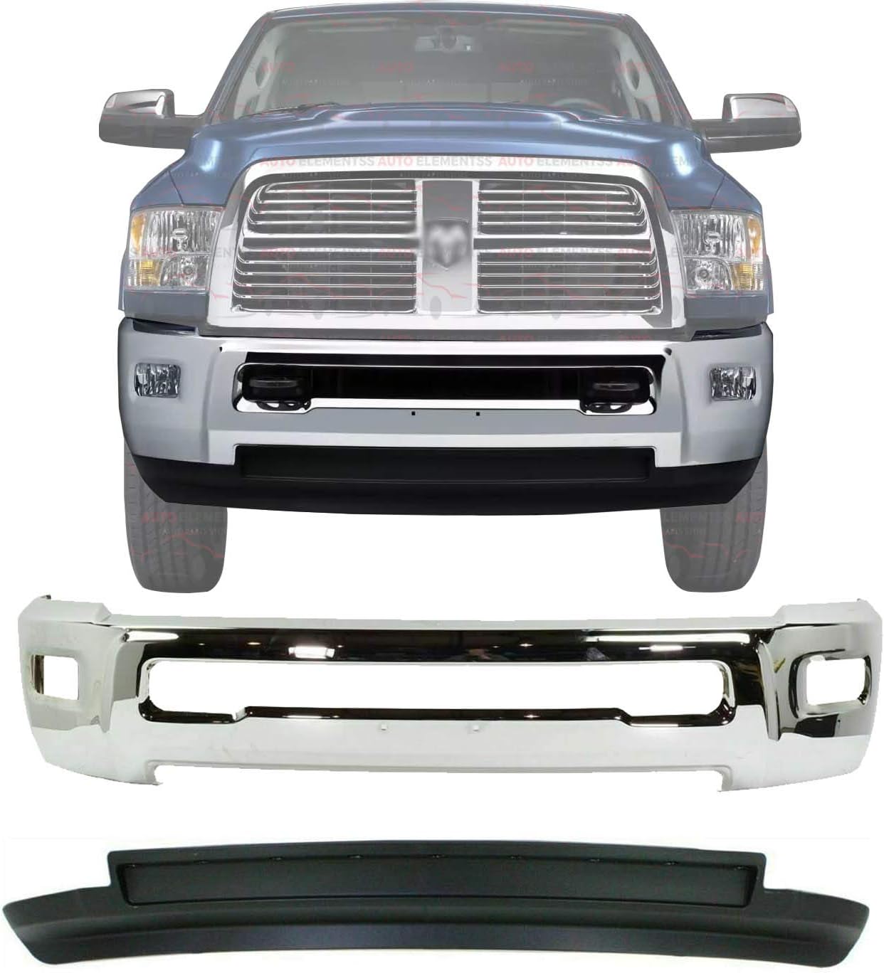 Amazon.com: New Front Bumper Chrome Steel With Fog Holes Without PAS ...