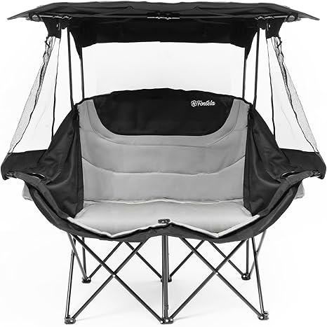 Amazon.com: Fontela Double Camping Chair with Canopy, Folding Two ...
