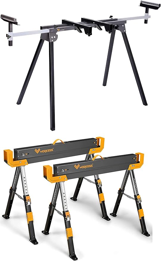 WORKESS Miter Saw Stand, Saw Horses 2 Pack Folding - Amazon.com