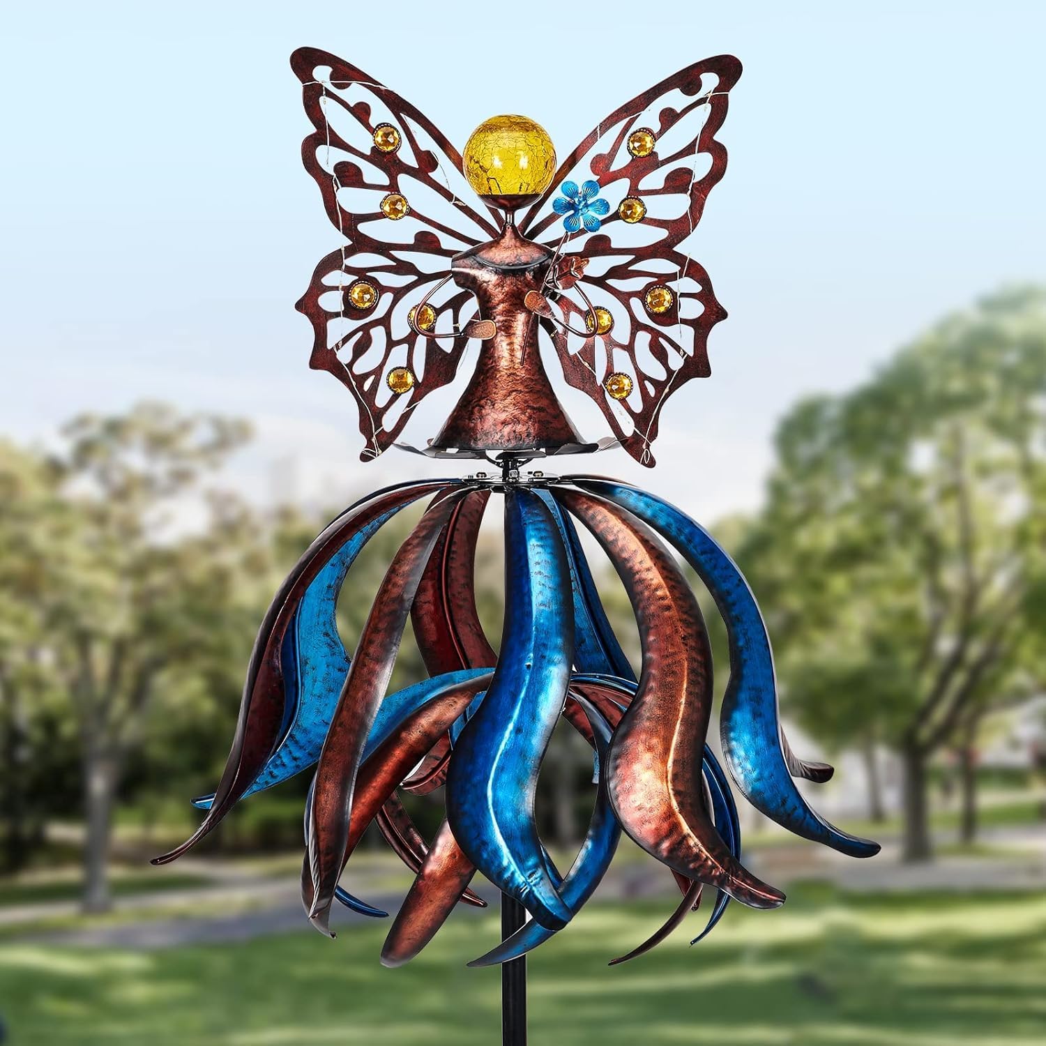 Amazon.com: Kircust Solar Wind Spinner, Extra-Large Tulip Garden ...