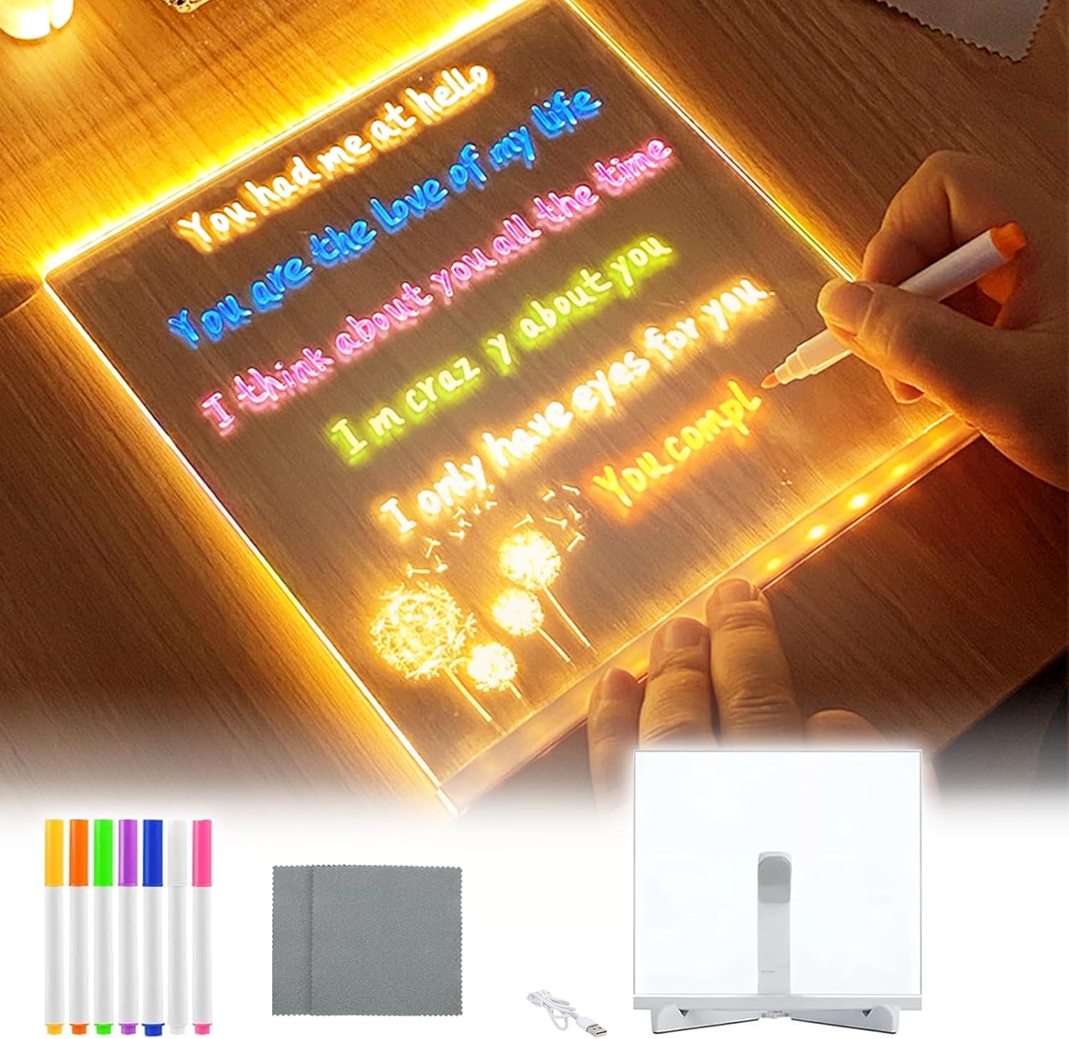 Amazon.com: Led Note Board with Colors, Led Light Up Acrylic Message ...