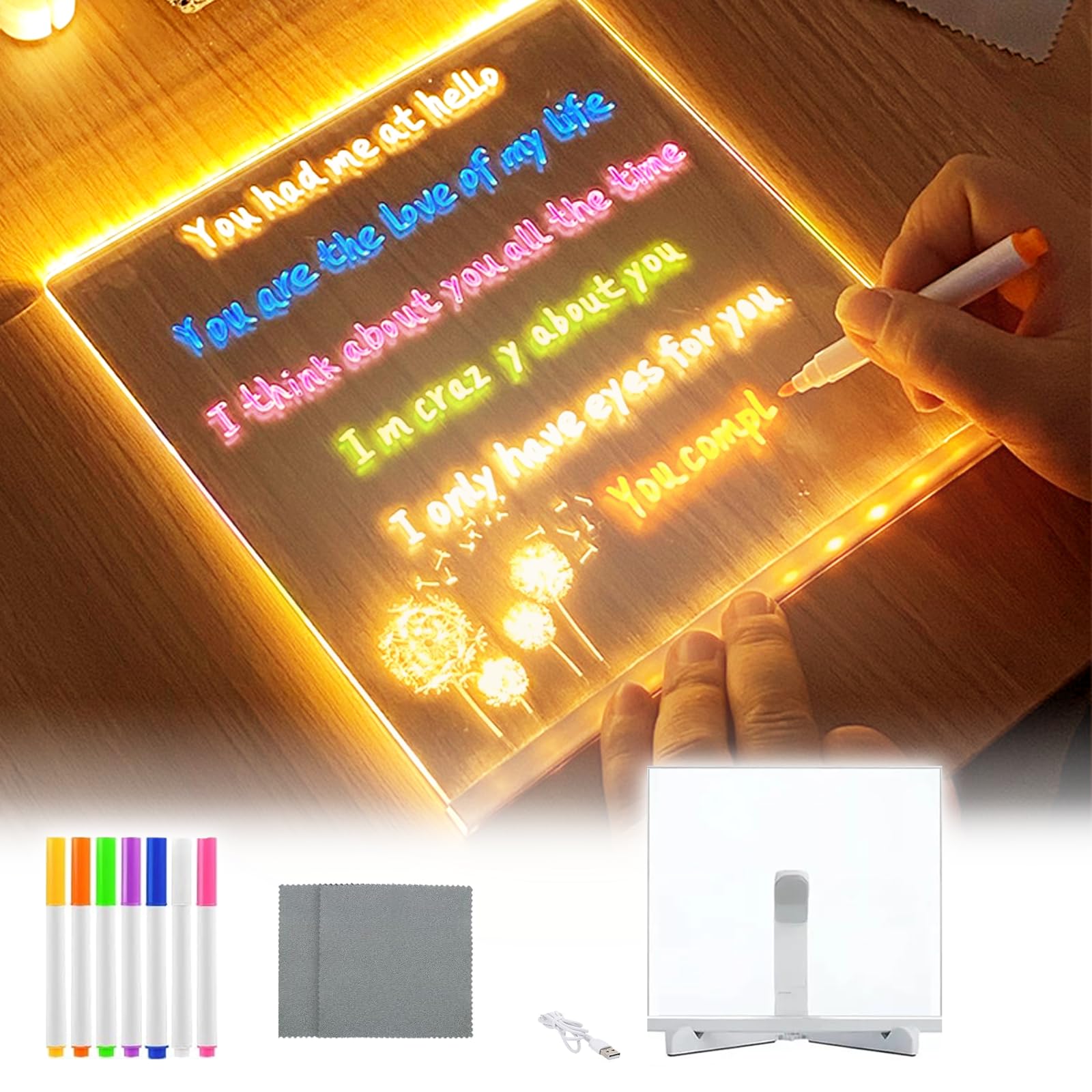 Amazon.com: Led Note Board with Colors, Led Light Up Acrylic Message ...