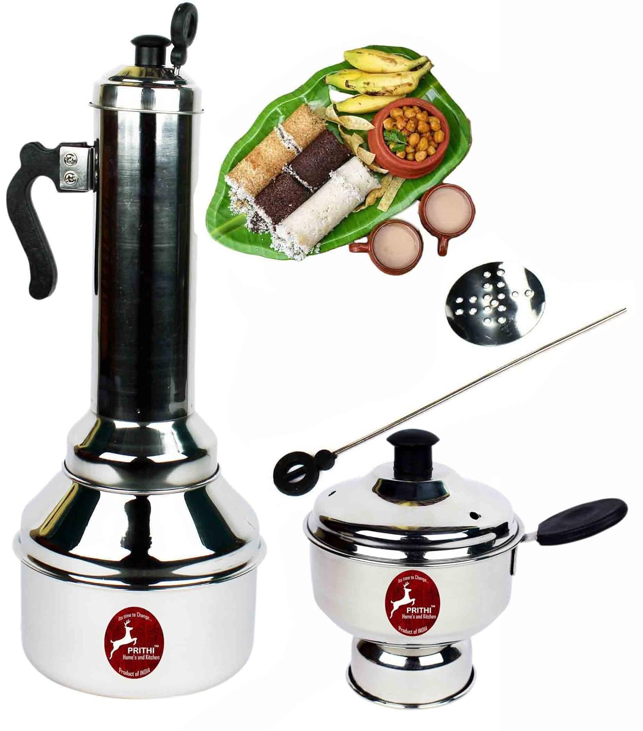 Prithi Home's and Kitchen COMBO Puttu kudam/Puttu Maker (1.5 L) and ...