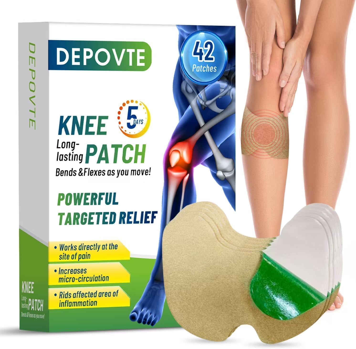 42PCS Knee Patches,Wormwood Extract Knee Sticker for Knee Relief Patch ...