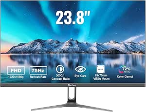 Prechen 24 Inch Computer Monitor, 3-Sided Frameless Gaming Screen FHD ...