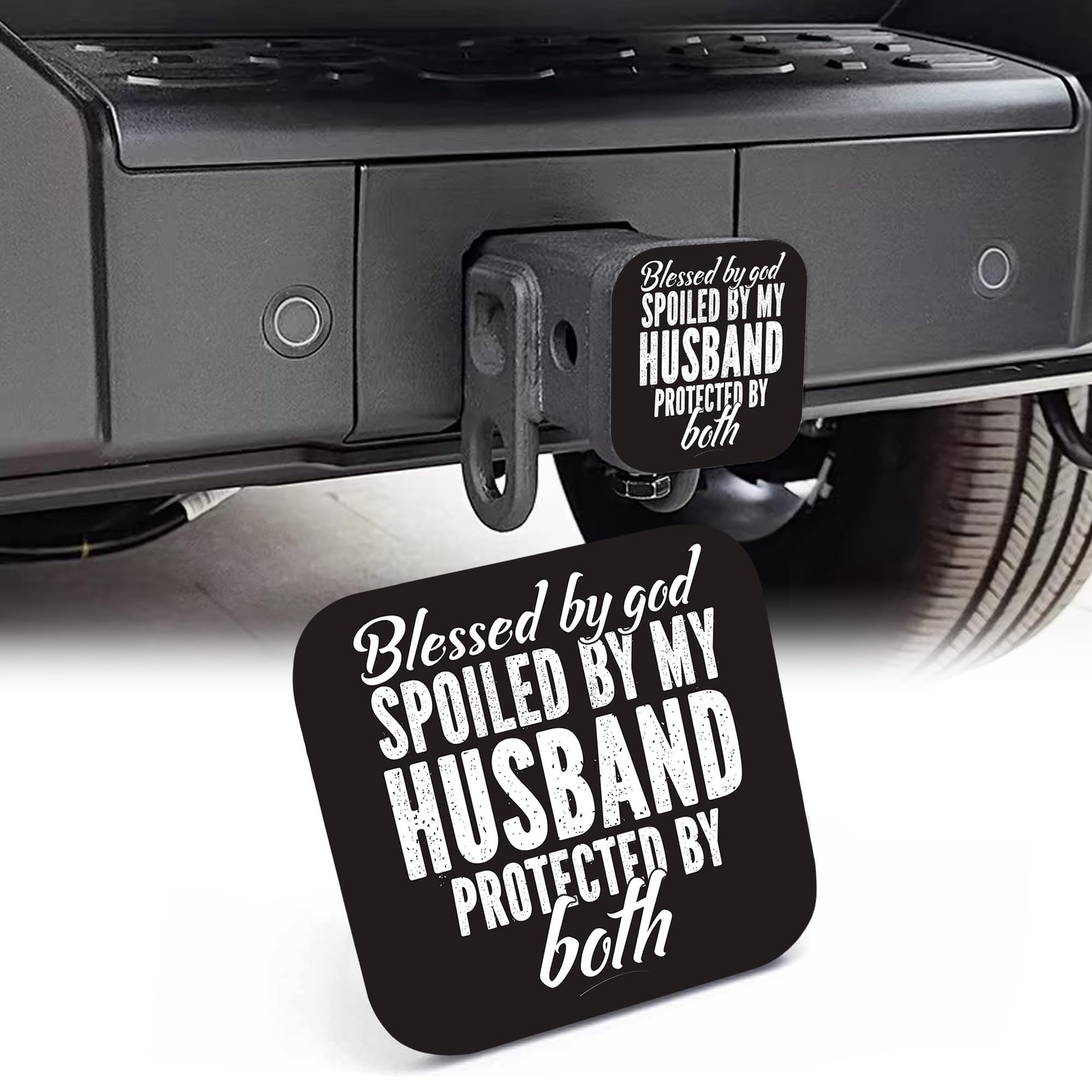 Amazon.com: NITAHHHY Trailer Hitch Cover, Blessed by God Spoiled by My ...