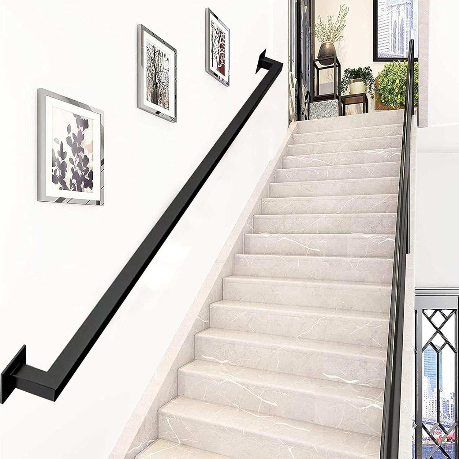 Metal Industrial Pipe Wall Handrail - Square Pipe Wrought Iron Barn ...