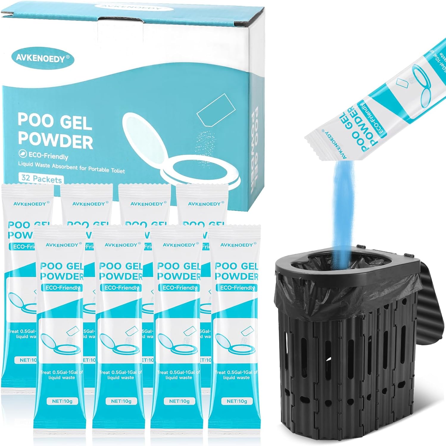 Amazon.com : AVKENOEDY 32 Packs Poo Absorbent Camping Toilet Chemicals ...