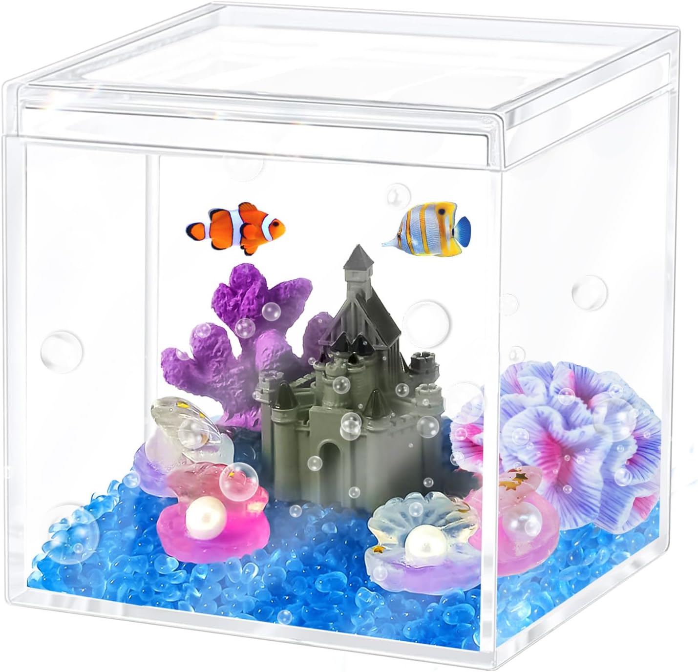 Amazon.com : Rileryan 9 PCS DIY Craft Kits Mini Fish Tank Plastic ...