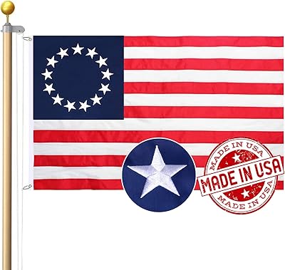 Amazon.com : ROTERDON Betsy Ross Flag 3x5 Outdoor - Embroidered 13 ...