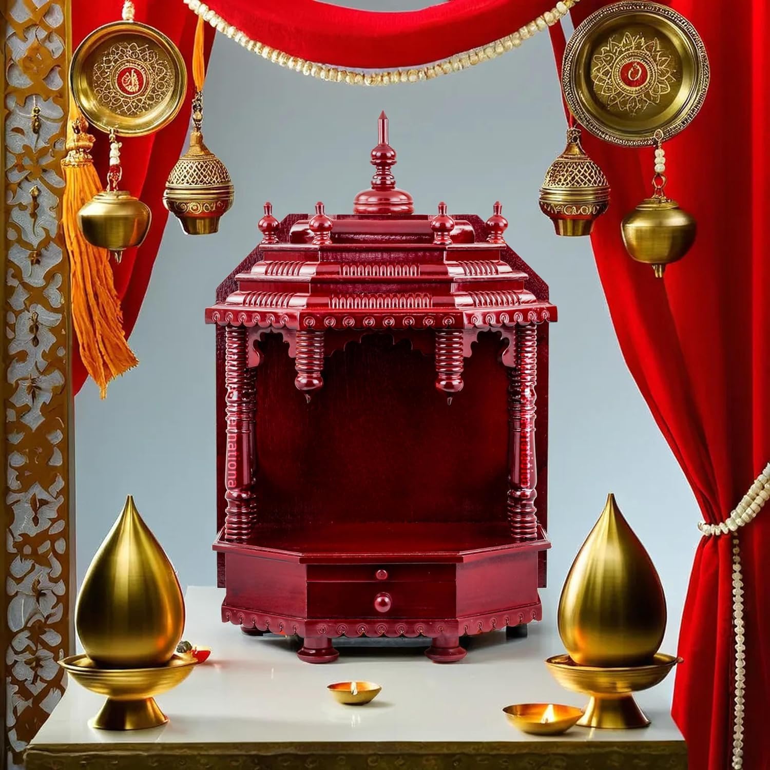 Amazon.com: Generic CraftMuse Handmade Wooden Temple for Home - Wooden ...