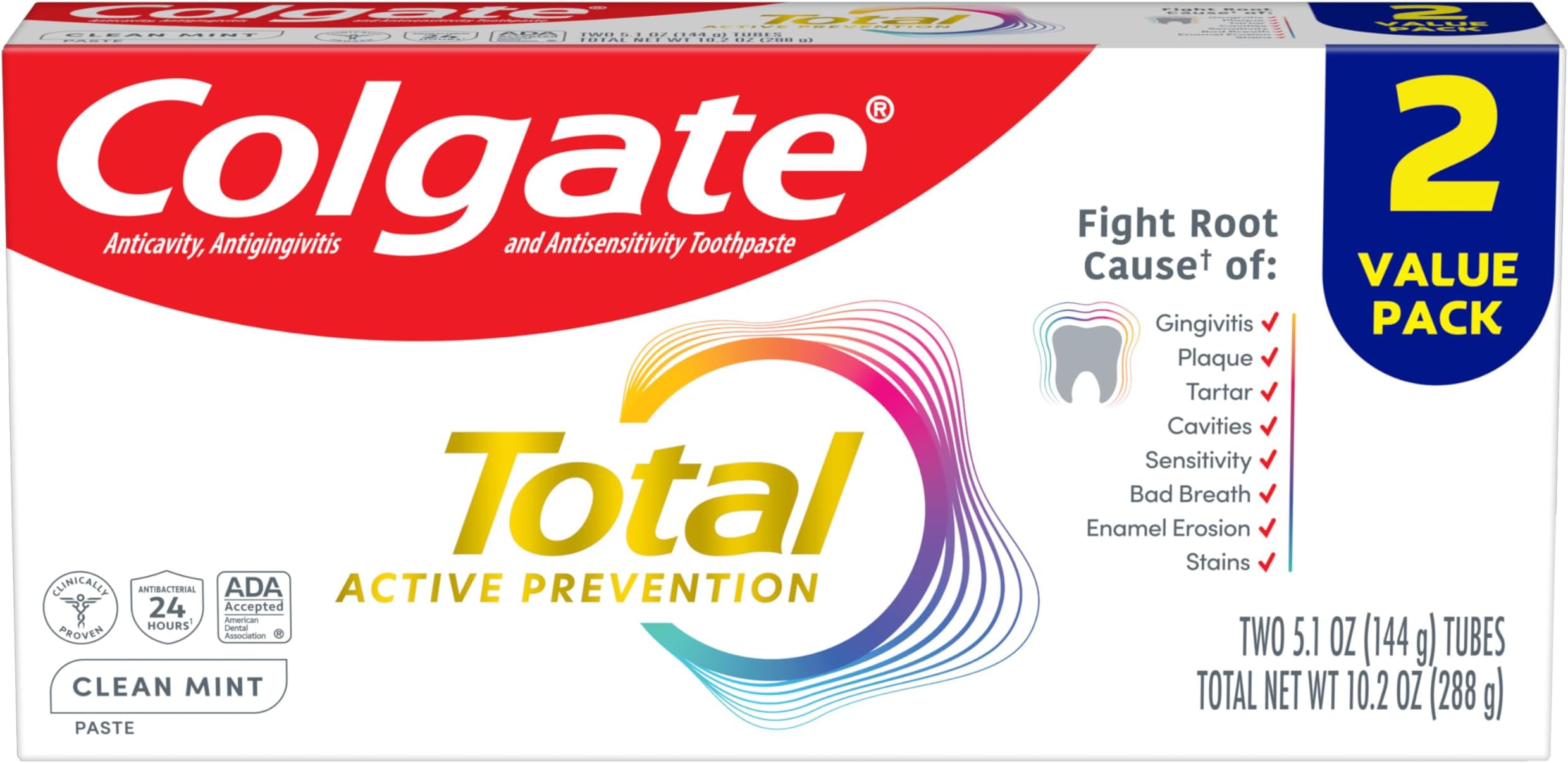 Amazon.com : Colgate Total Clean Mint Toothpaste, Mint Toothpaste, 5.1 ...