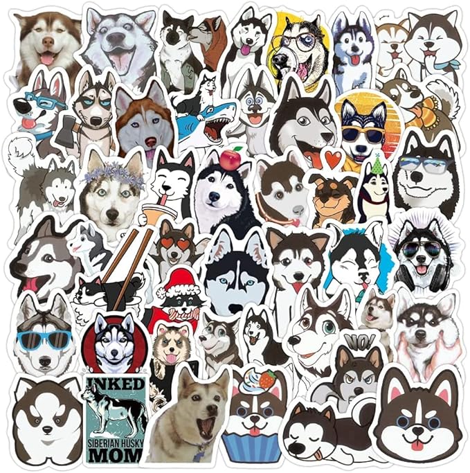 Amazon.com: 100Pcs Husky Stickers Cute Siberian Husky Dog Sticker Vinyl ...