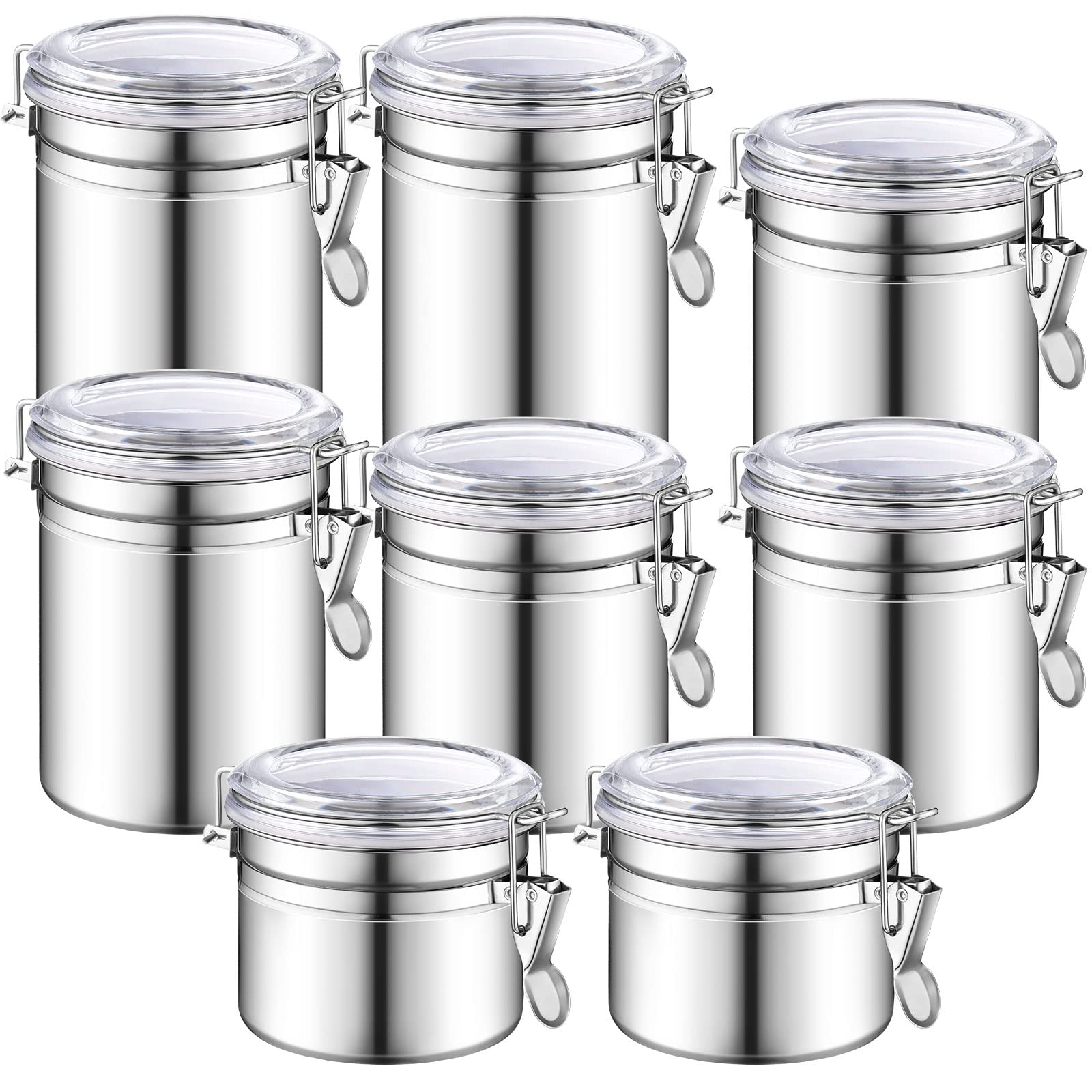 Amazon.com: 8 Pieces Stainless Steel Airtight Canister Set with Clear ...