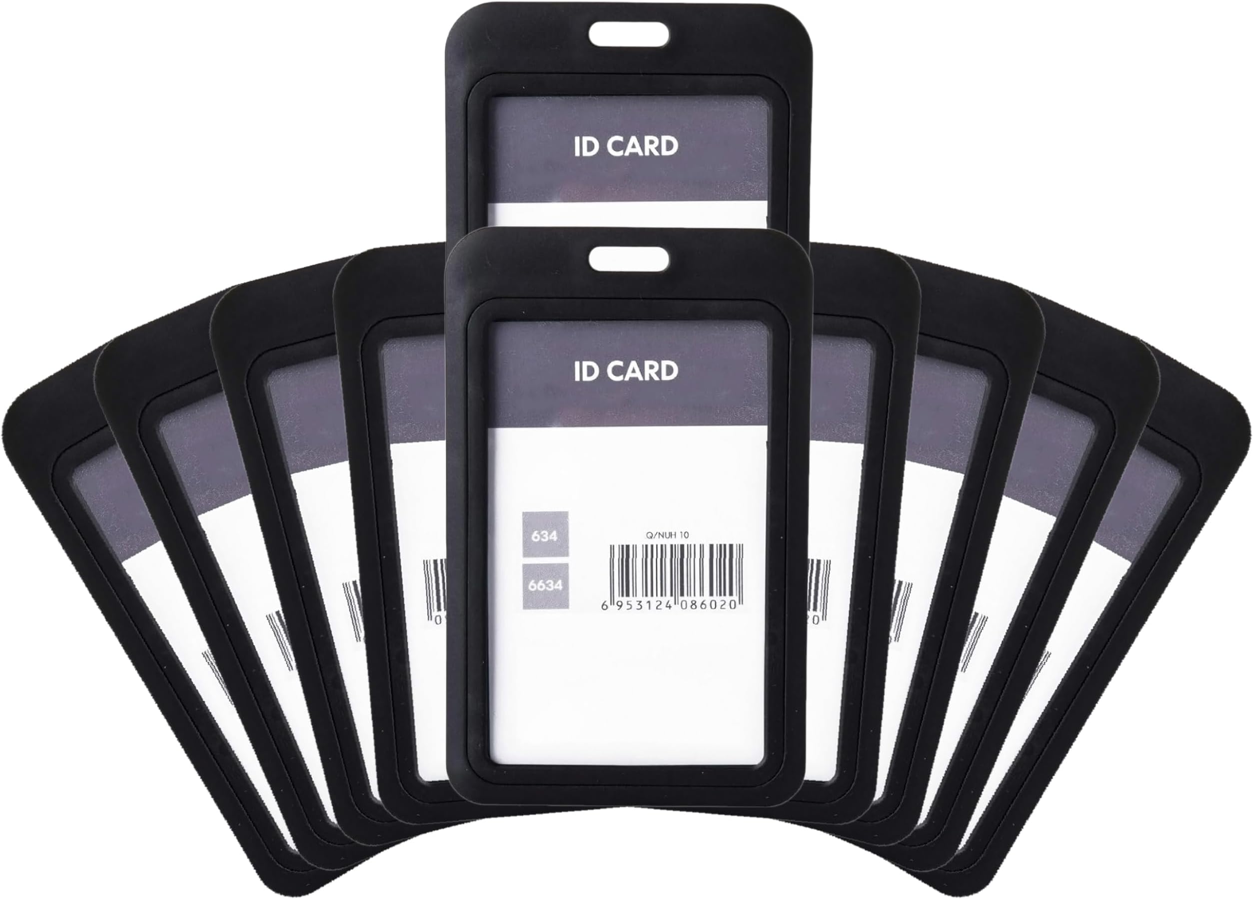 GLUN® Black Plastic ID Card Holder Case, Vertical, Double Sides Visible ...