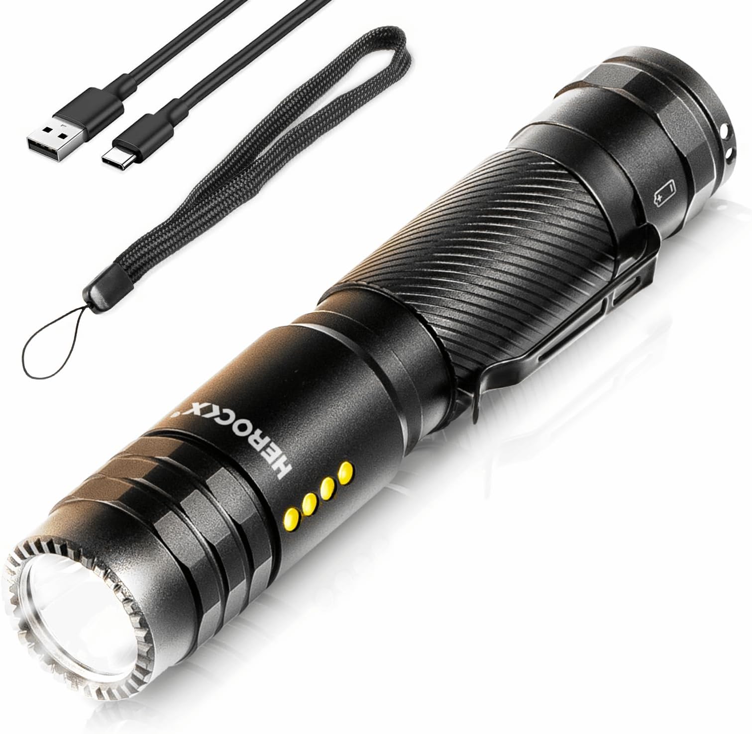 Geepas GFL4659 Rechargeable LED Flashlight - Portable Waterproof Hyper ...