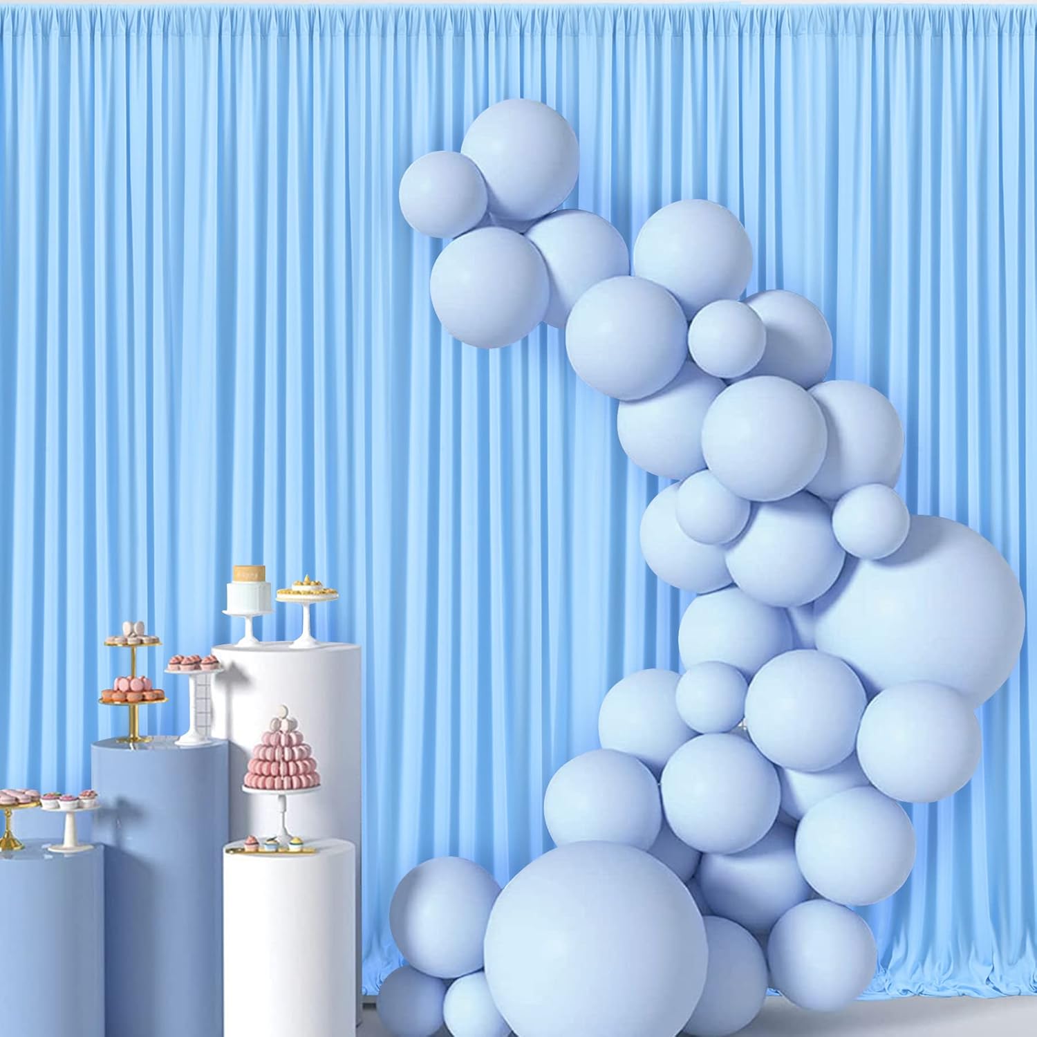 Amazon.com: 10 ft x 8 ft Wrinkle Free Baby Blue Backdrop Curtain for ...