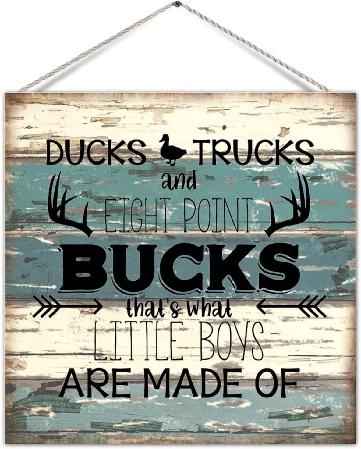 Amazon.com: Rustic Wood Sign Plaque Ducks Trucks And Eight Point Bucks ...