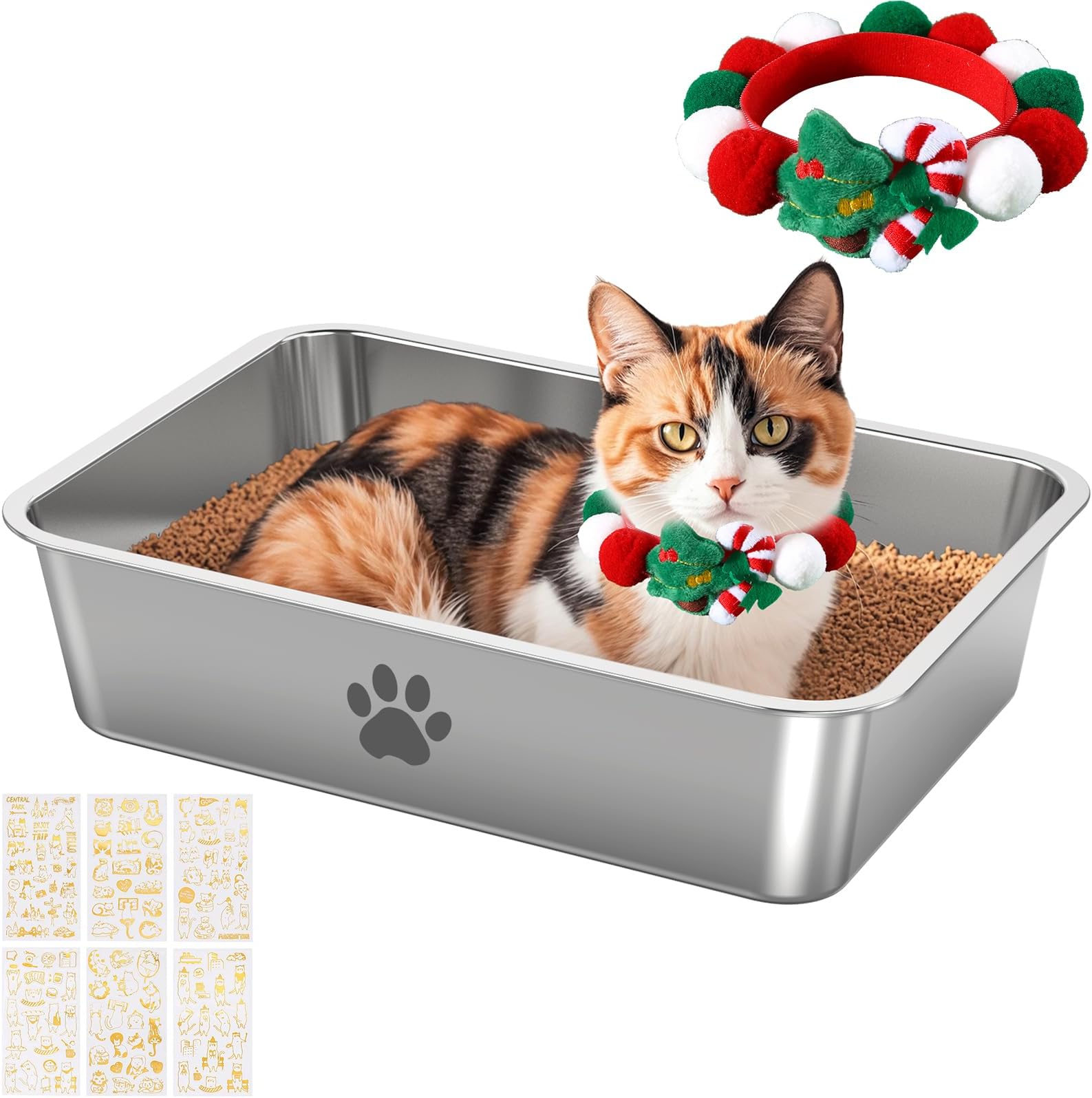 Amazon.com: LEGOURNS Stainless Steel Litter Box XL, 23.6"x15.8"x6 ...