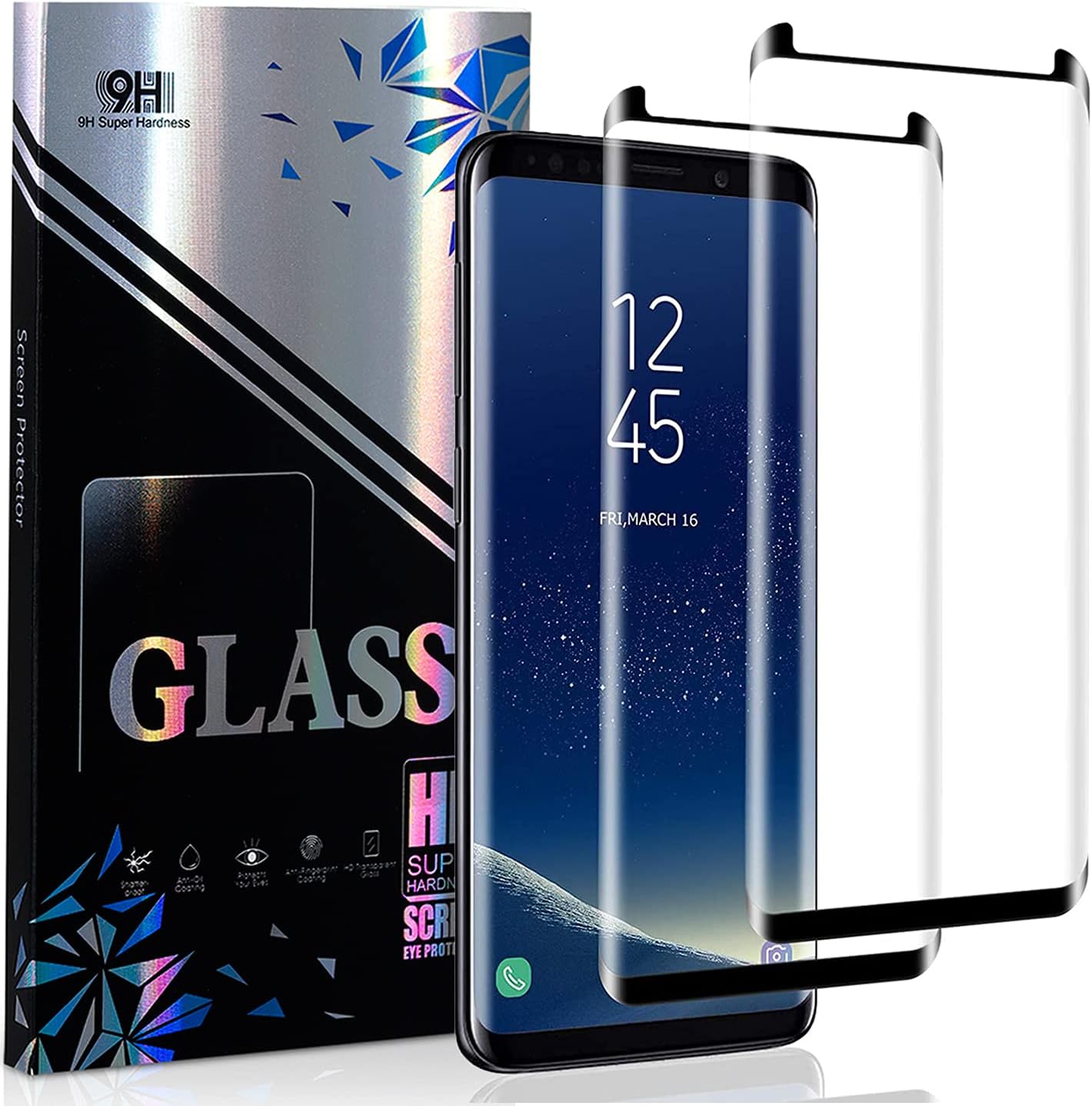 for Samsung Galaxy S8 Tempered Glass Screen Protector [2 Pack] [3D ...