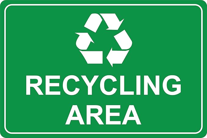 Recycling area sign - 1.2mm Rigid plastic 300mm x 200mm : Amazon.co.uk ...