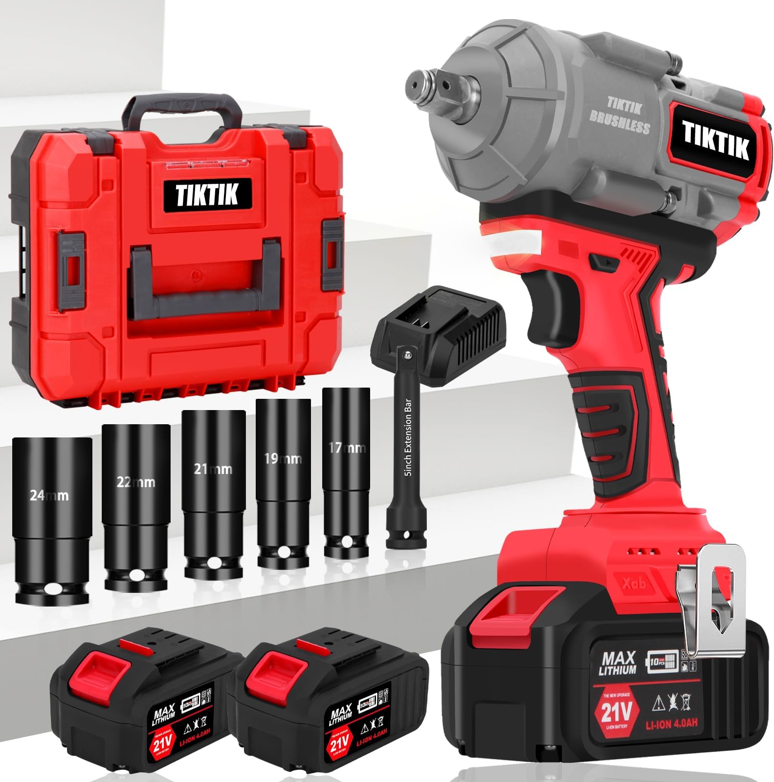 TIKTIK Cordless Impact Wrench,1000Nm (740Ft-lbs) High Torque Brushless ...
