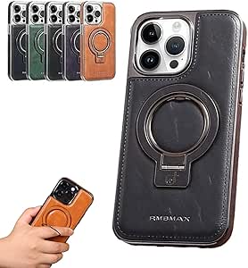 Amazon.com: OSEVIO Luxury Leather Invisible Stand for iPhone Case, Transmitg Leather Case with ...