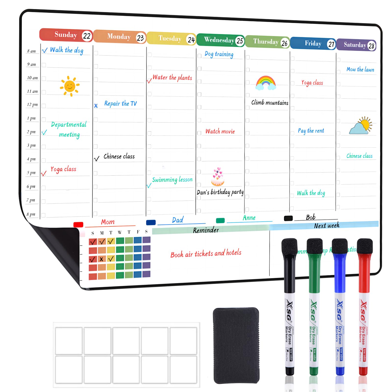 Snapklik.com : POPRUN Dry Erase Board Magnetic Weekly Calendar ...