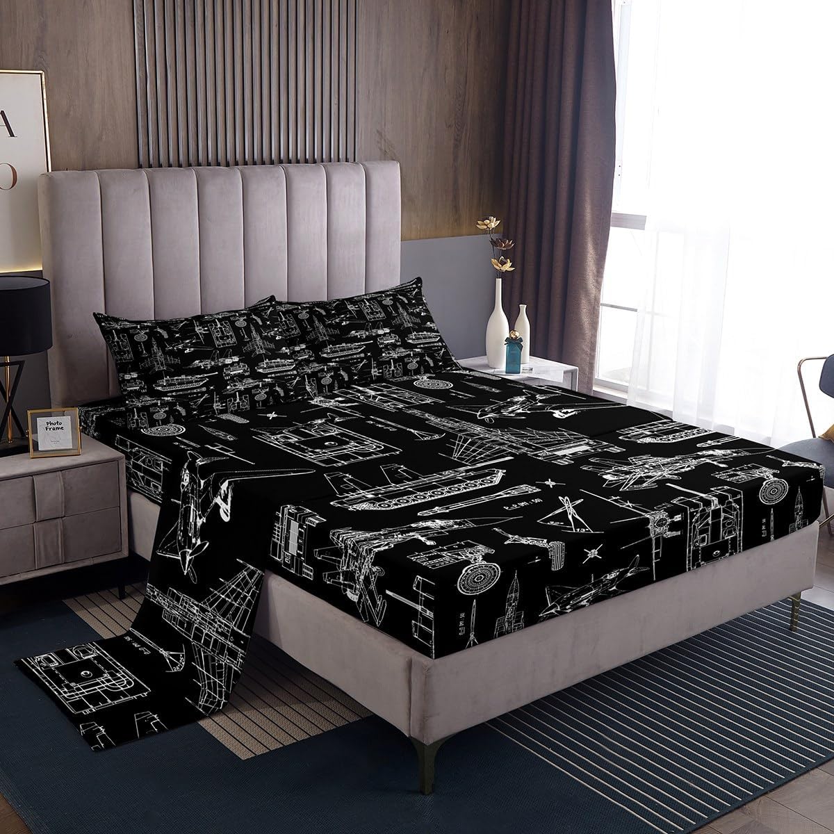 Amazon.com: Aircraft Cars Tank Bed Sheet Queen Size,Military Style ...