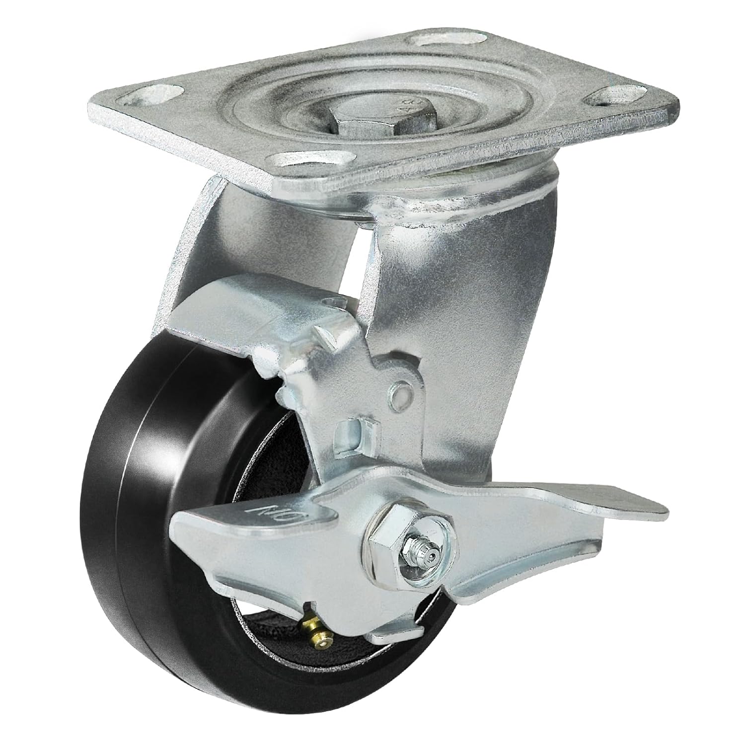NINOSO 4" Heavy Duty Casters, Plate Industrial Caster with Rubber Wheel ...