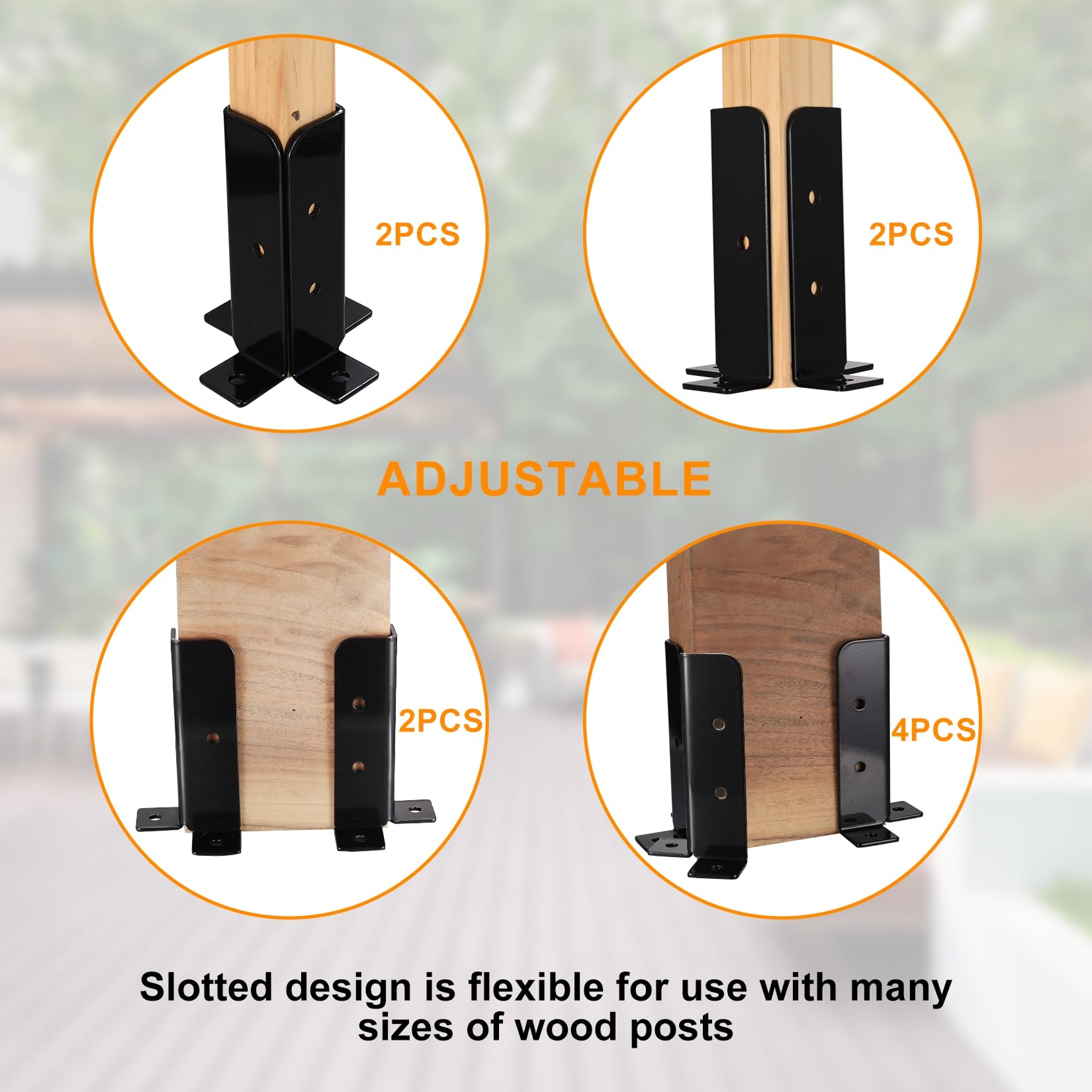 Snapklik.com : Deck Post Anchor, 4 Pcs Adjustable Post Base Brackets ...