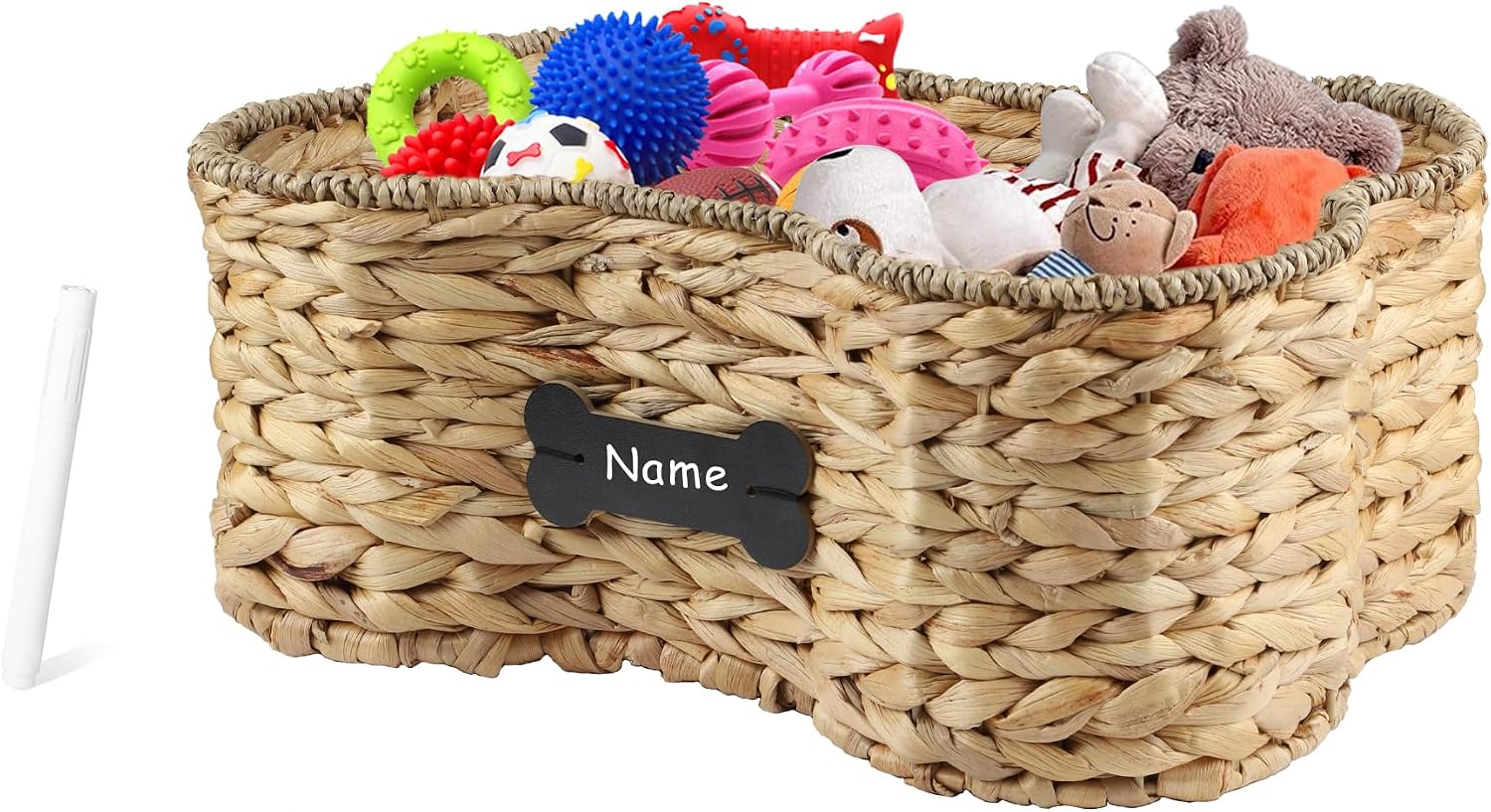 Ctomche Dog Toy Box, Wicker Dog Toy Basket Bone Shaped,Dog Stuff ...