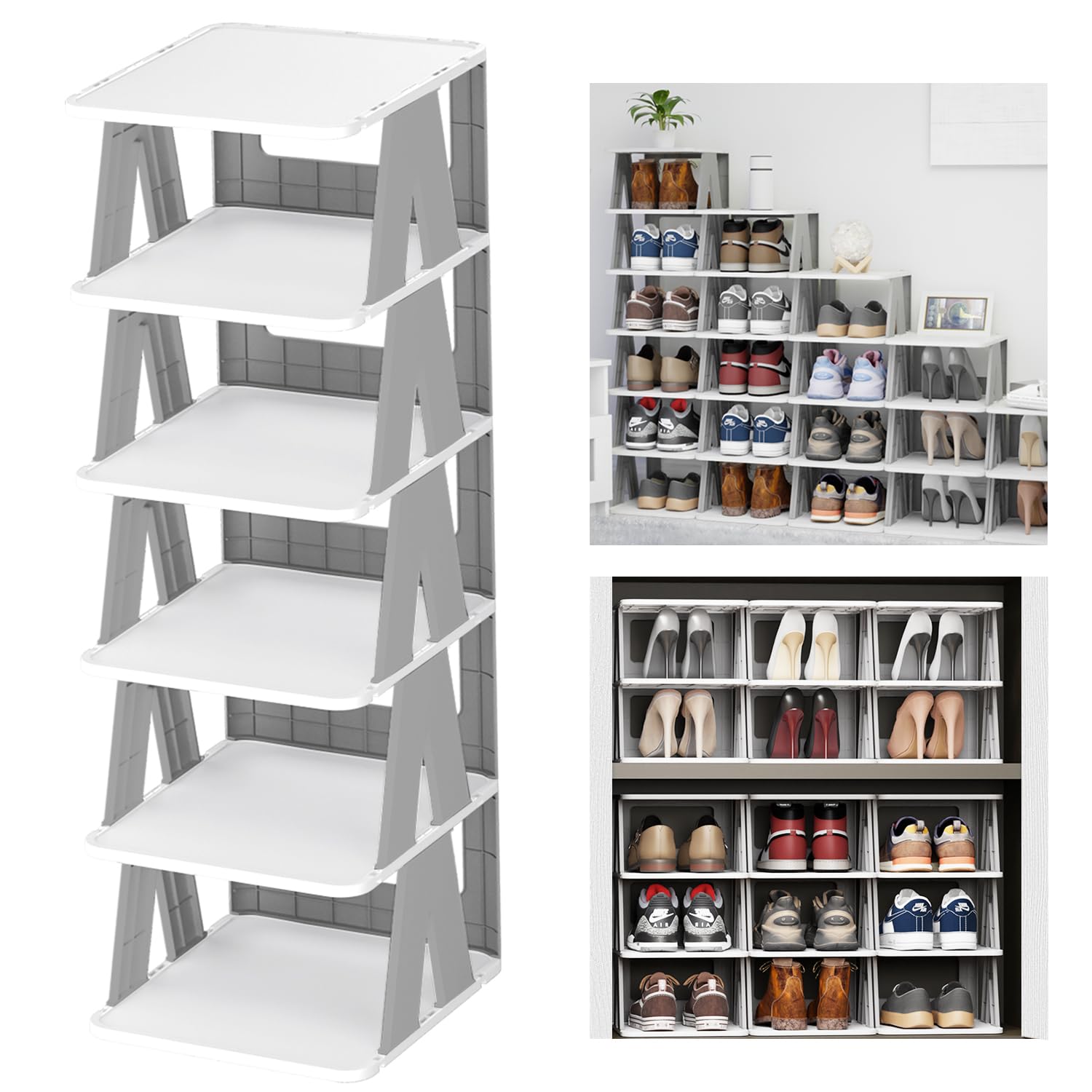 Amazon.com: INCEA 6-Tiers Stackable Shoe Rack for Closet,Small Shoe ...