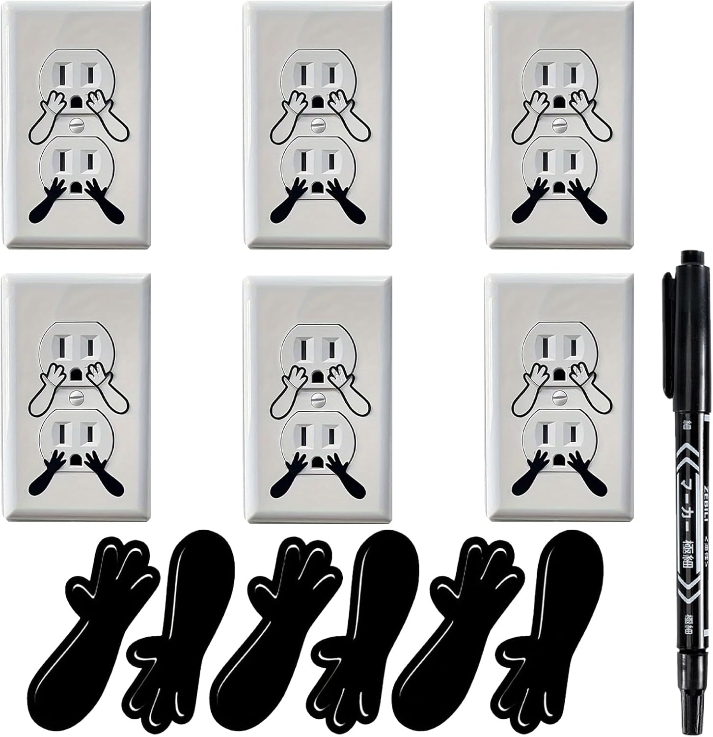 Amazon.com: Funny Outlet Cover Decal, 16pcs Funny Outlet Stickers, Wall ...