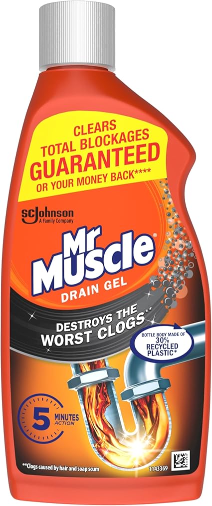 Mr Muscle Drain Unblocker, Sink & Drain Cleaner, Fast Acting Heavy Duty ...