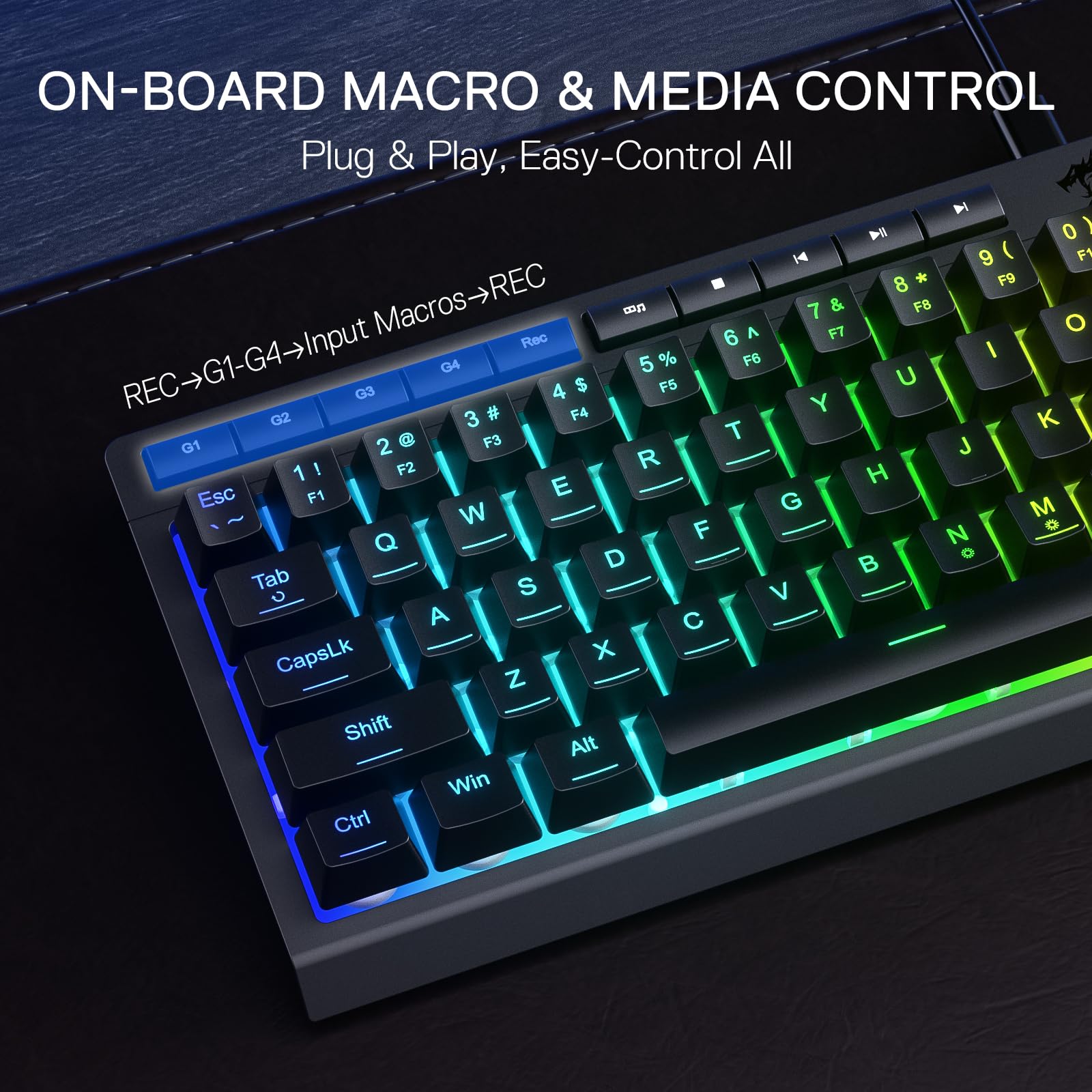 Snapklik.com : K522 60% Wired RGB Membrane Gaming Keyboard, Compact 61 ...