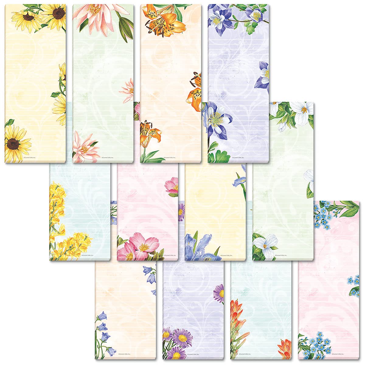 Snapklik.com : Current Floral Magnetic Notepad Set Set Of 12 Mini Memo Pads