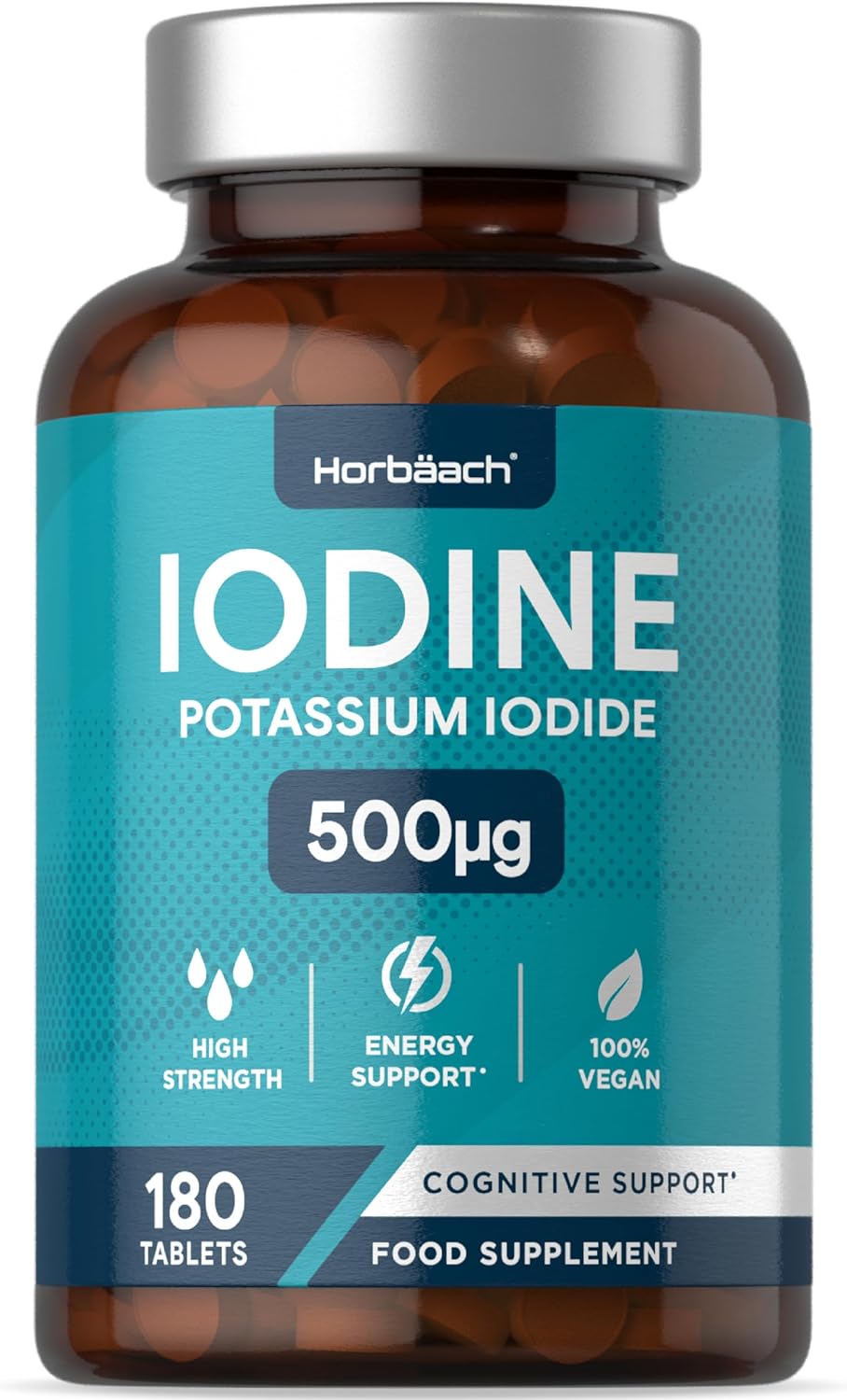 Iodine Supplement 500mcg | High Strength Potassium Iodide | 180 Vegan ...