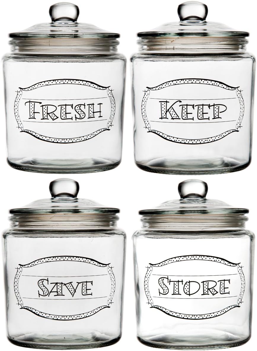 Amazon.com : Home Essentials 4 Asst 8.5"H/65oz Border Canister : Home ...