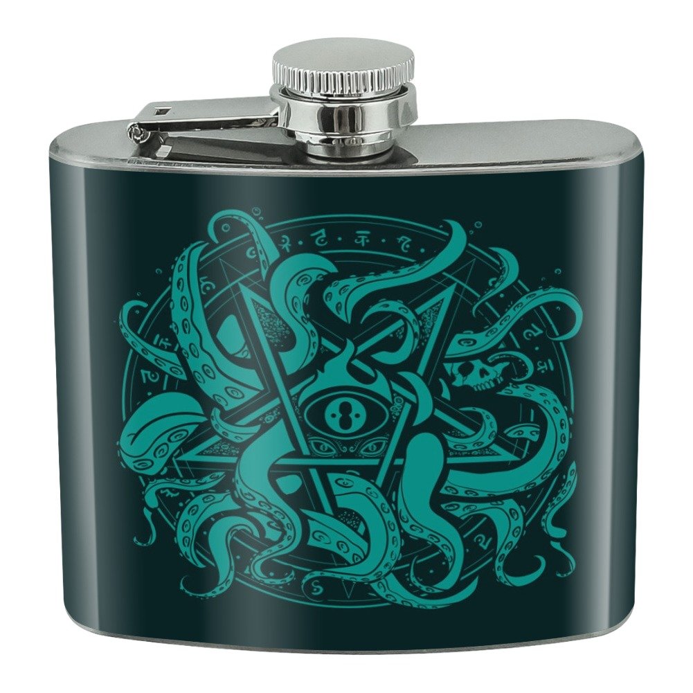 Amazon.com | Cthulhu Elder Sign Pentagram Stainless Steel 5oz Hip Drink ...