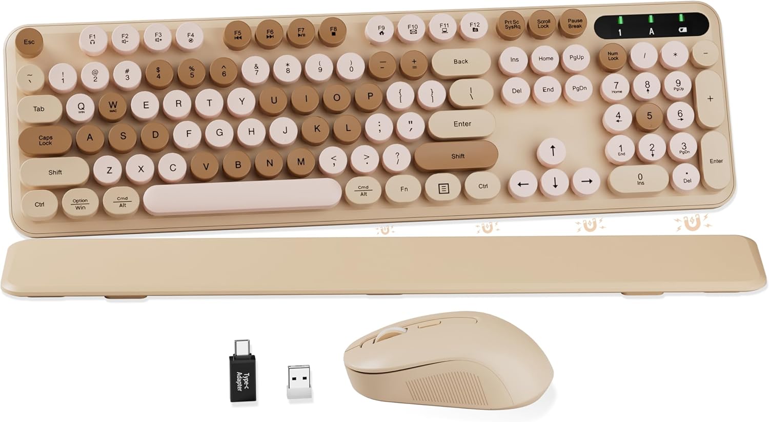 Amazon.com: Wireless Keyboard and Mouse Combo, Round Keycaps, Full-Size ...