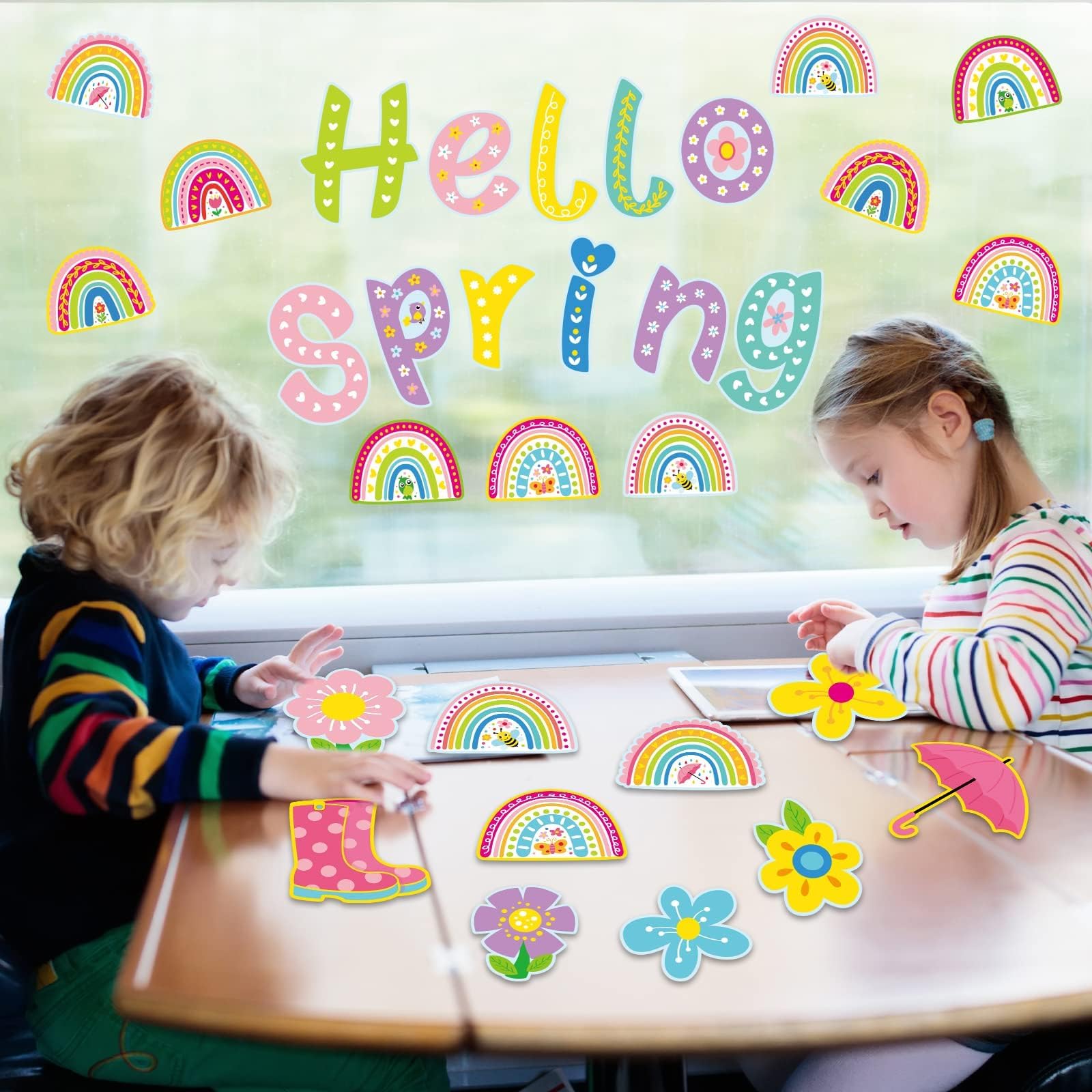 Snapklik.com : Hello Spring Bulletin Board Decorations Spring Rainbow ...
