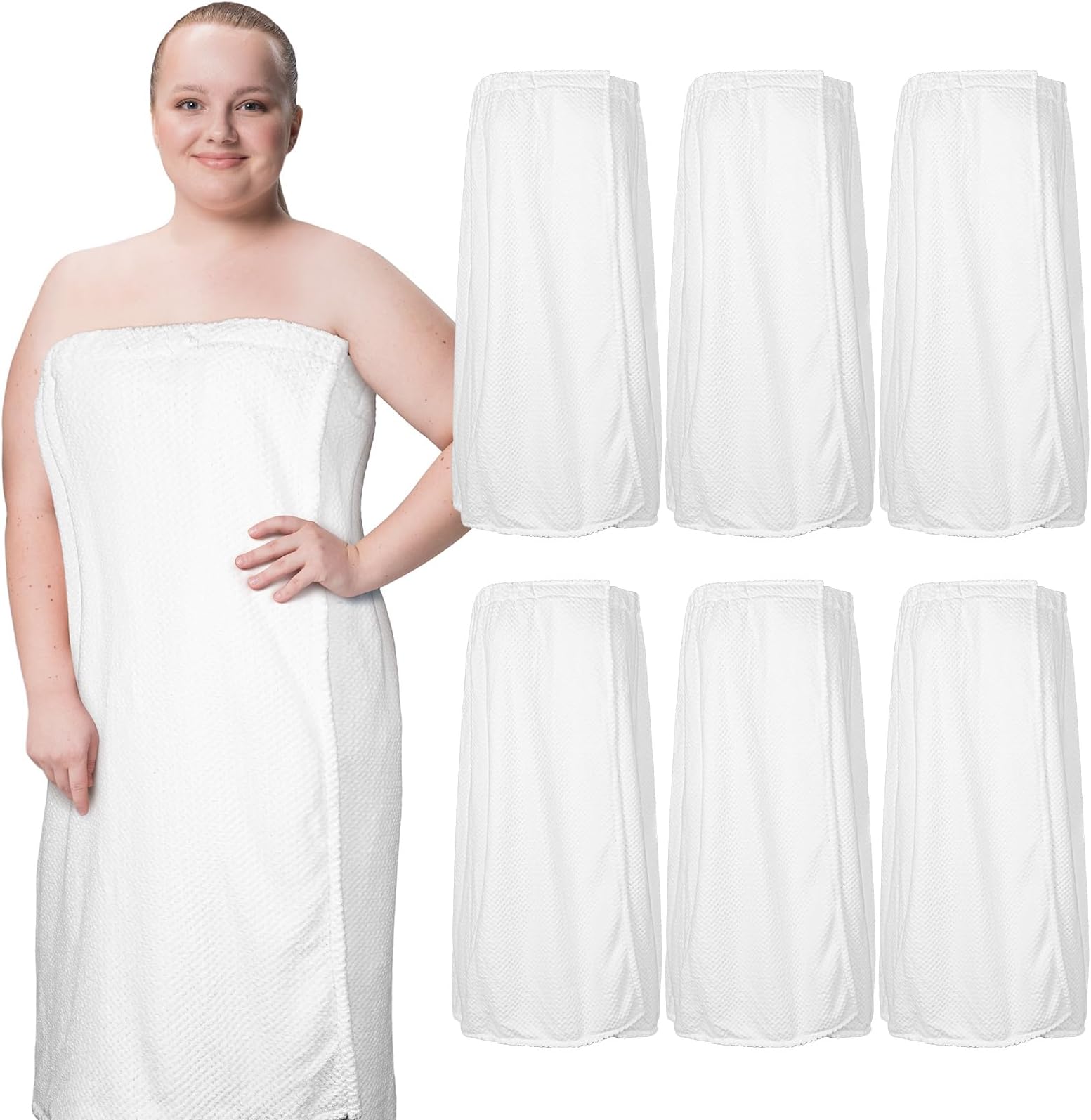 Amazon.com: AUECOOME 6 Pcs Spa Robe Bath wrap Towels for Women Waffle ...