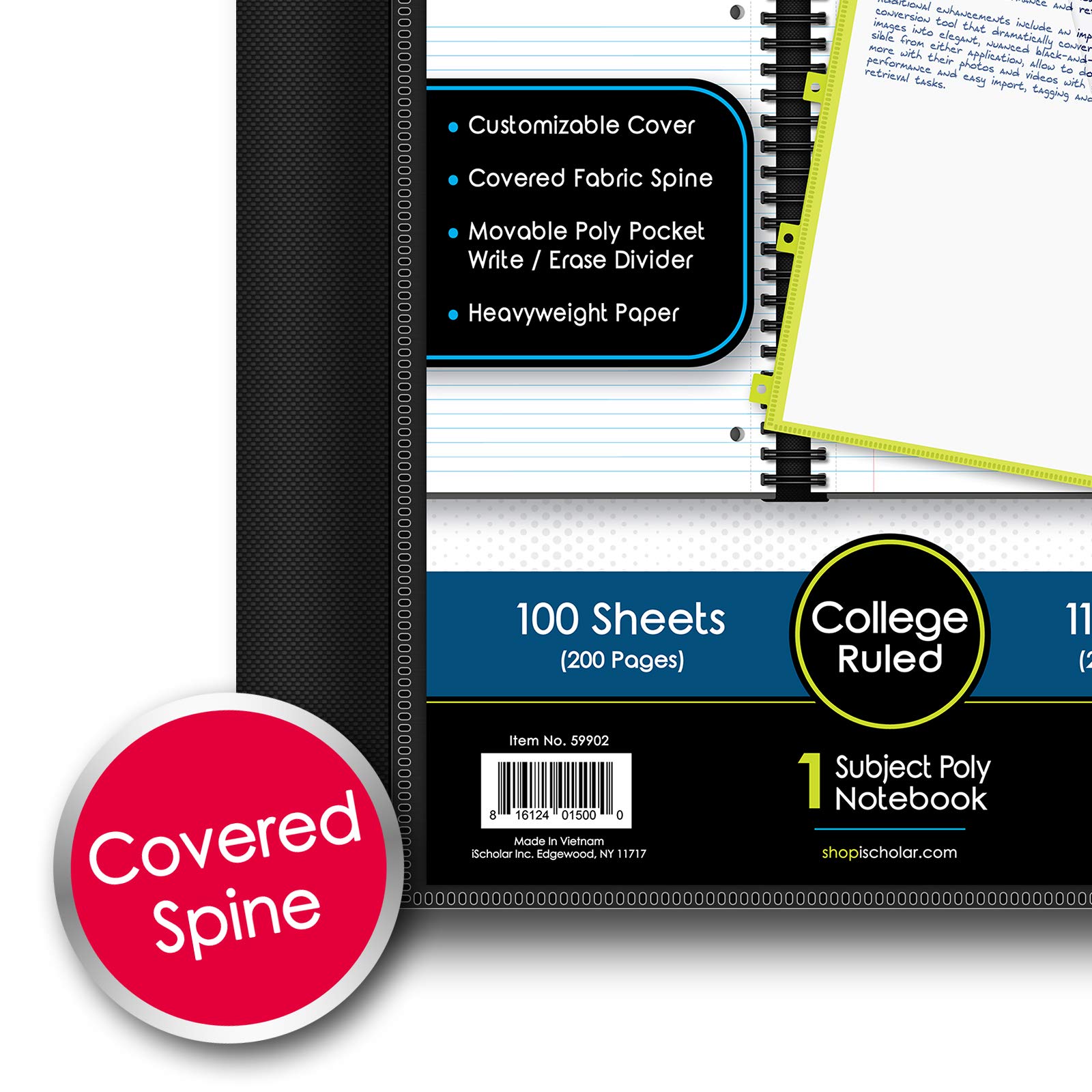 Snapklik.com : iScholar iQ 1-Subject Poly Cover Wirebound Notebook ...